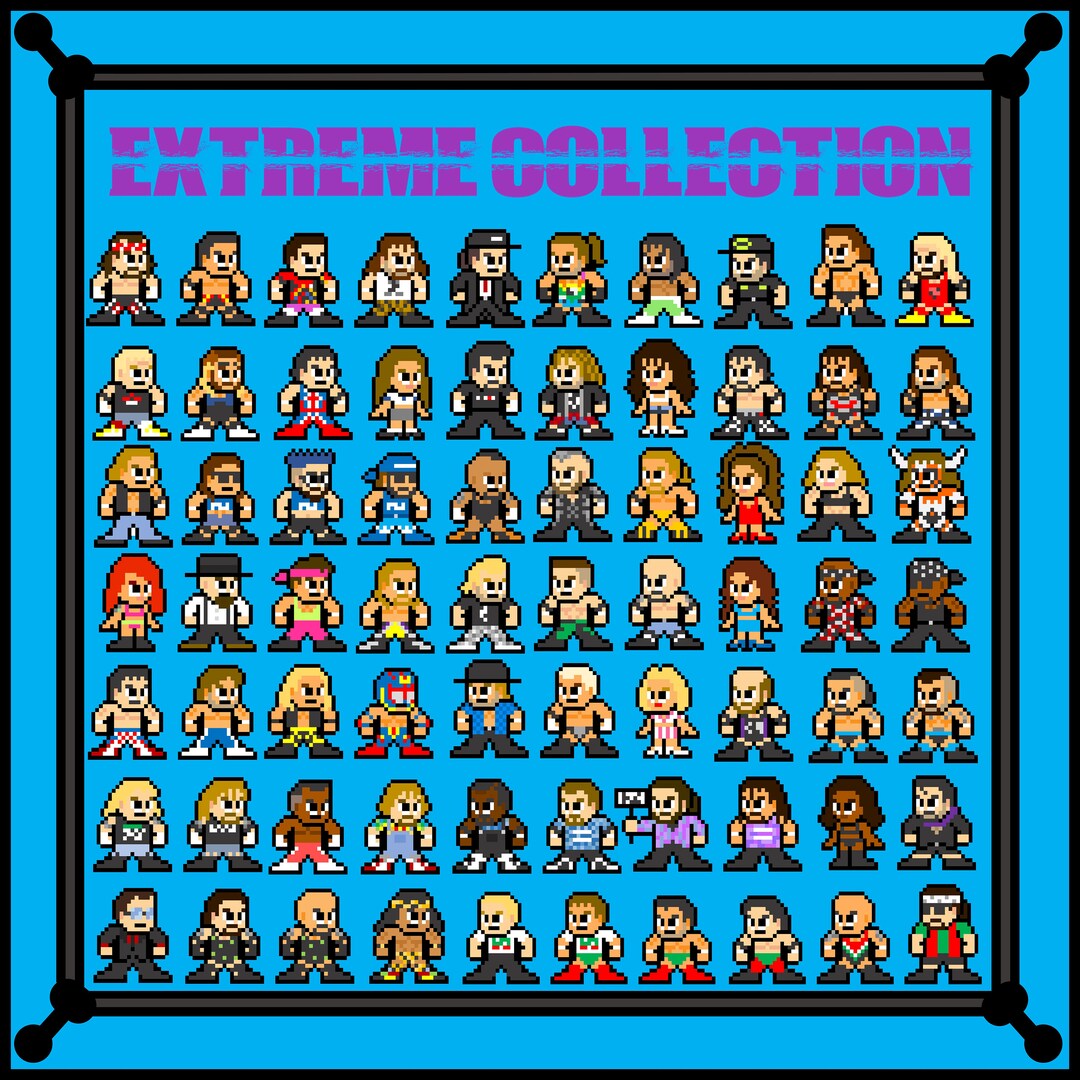 8-bit Wrestling Sticker Set: Extreme Collection Set of 70 Stickers ...