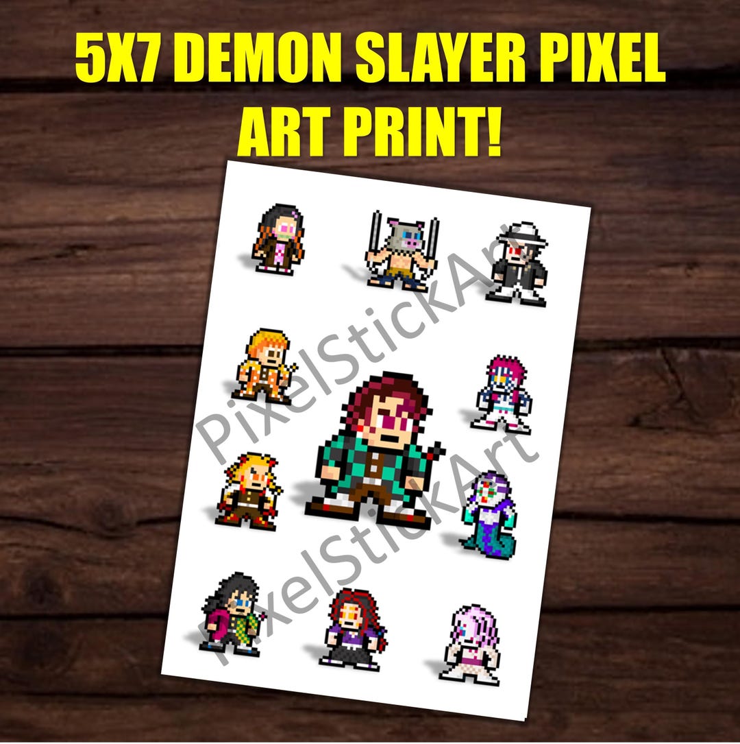 8-bit Demon Slayer Anime 5X7 Print - Custom Designed Pixel Art Manga ...