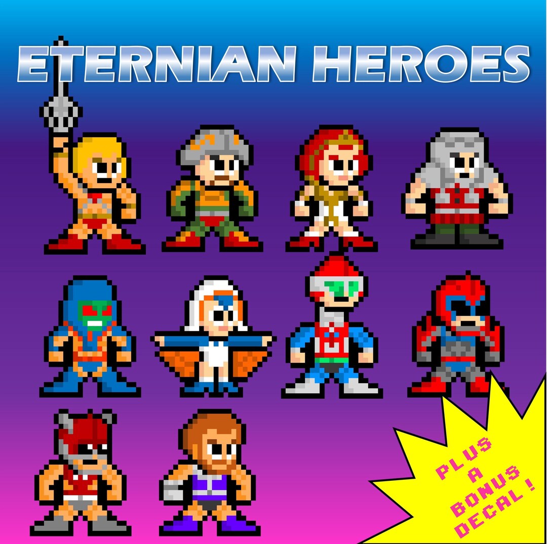 8-bit Cartoon Sticker Set: Eternian Heroes Set of 10 Stickers - Custom ...