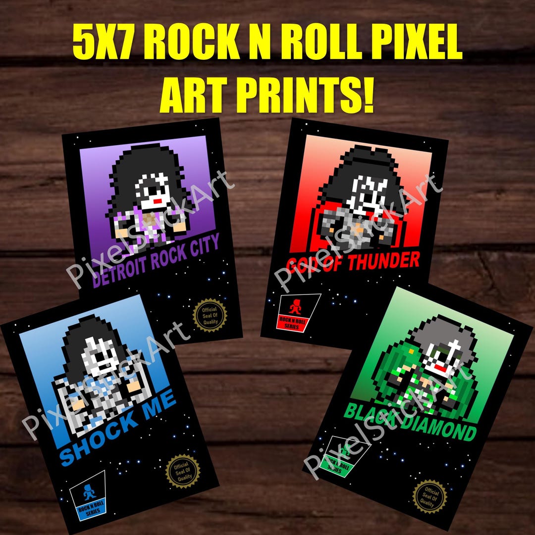 8-bit Rock N Roll Black Box Style Retro Music 5X7 Print - Etsy
