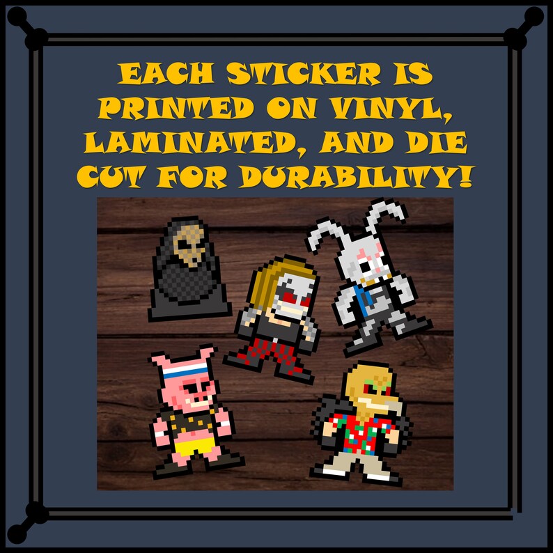 8-bit Pixel Art WWE Firefly Funhouse Collection Vinyl Sticker Set of 5 ...