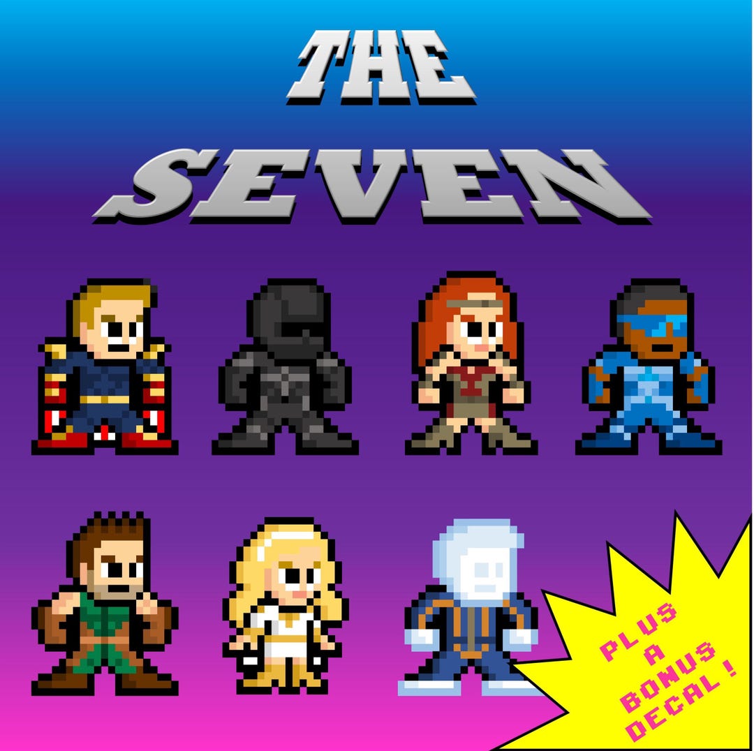 Pixel Art Stickers - the Seven Collection Vinyl Sticker Set of 7 ...