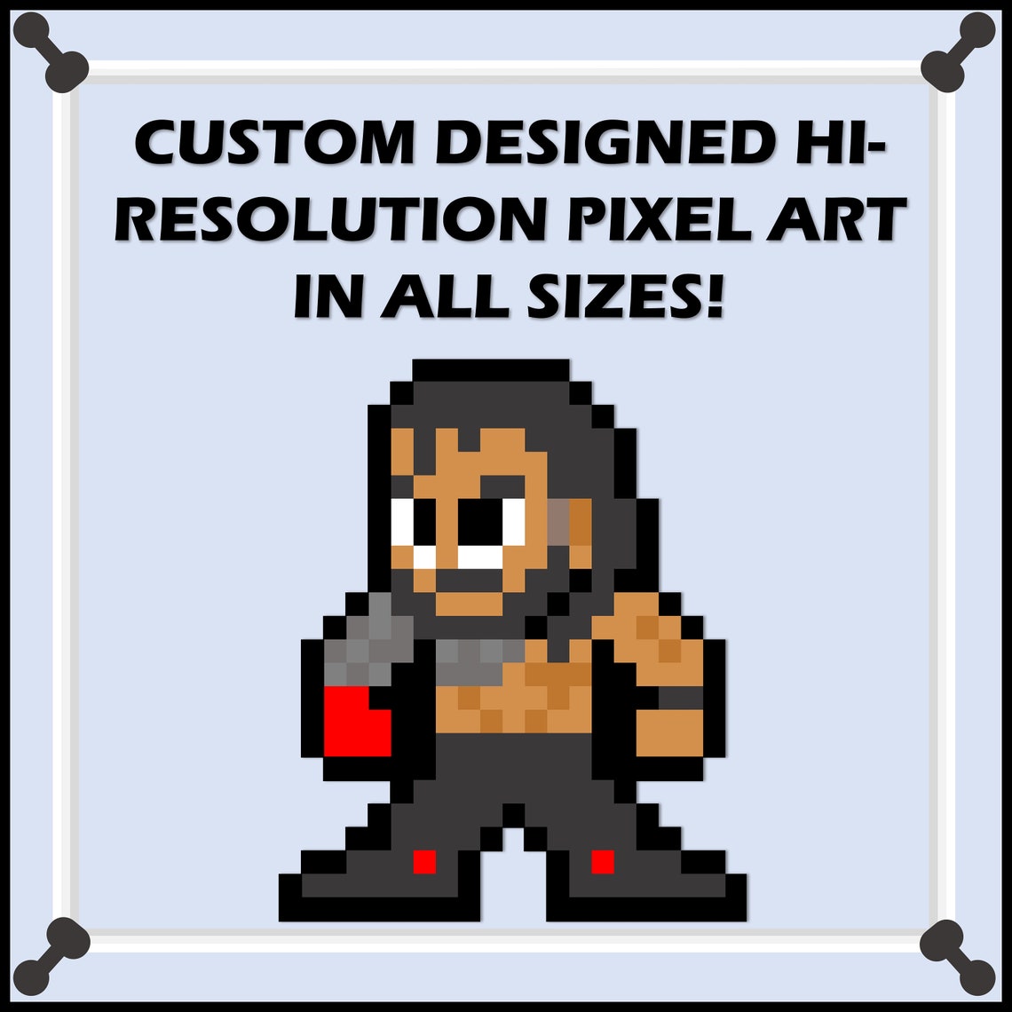 8-bit Pixel Art Set of Two JUMBO Rival Stickers: Cody Rhodes Vs. Roman ...