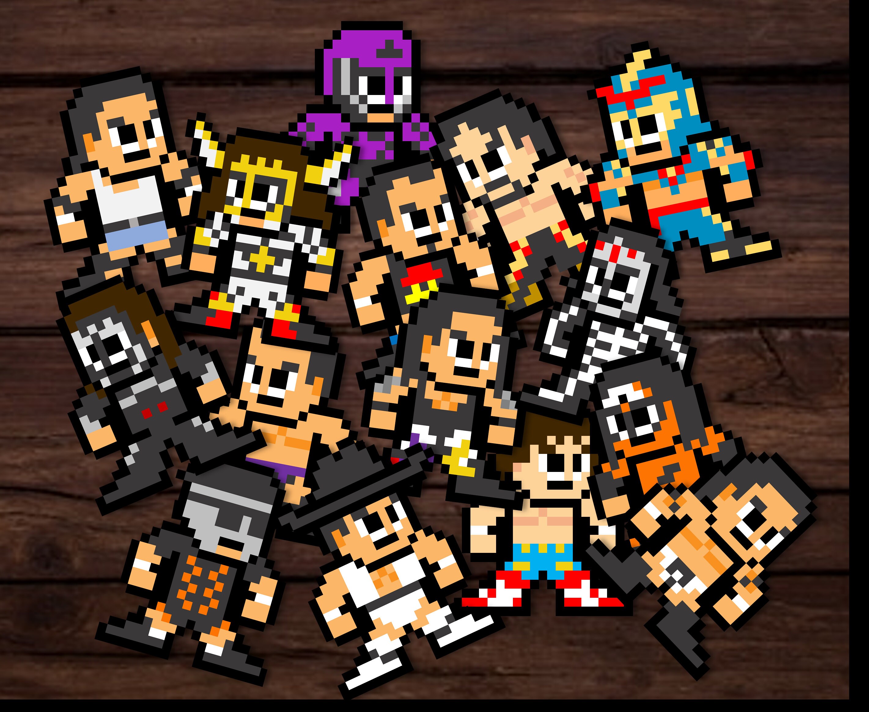 8-bit Pixel Art WCW Cruiserweight Collection Vinyl Sticker Set of 15 ...