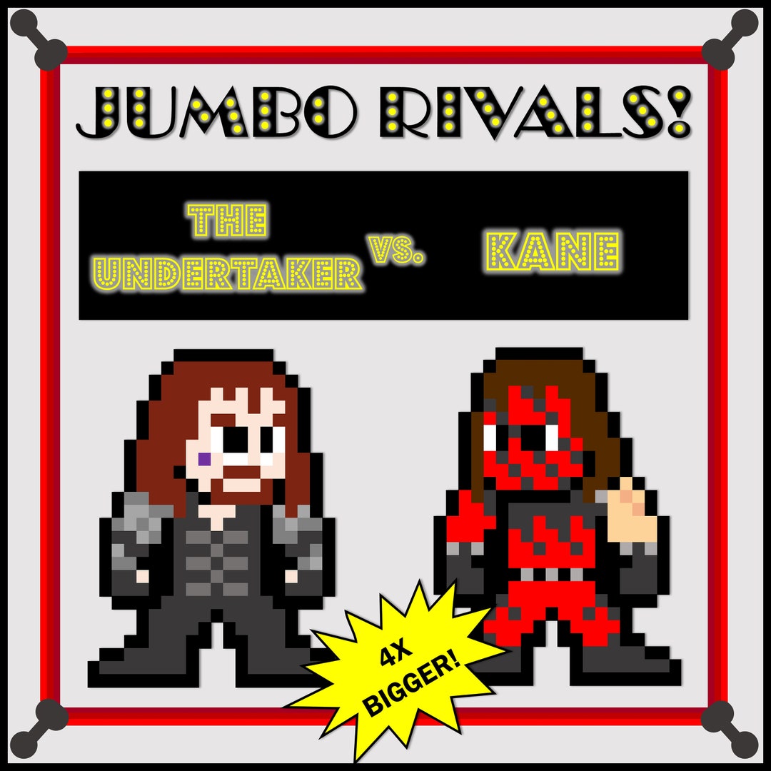 8-bit Pixel Art Set of Two JUMBO Rival Stickers: Undertaker Vs. Kane ...