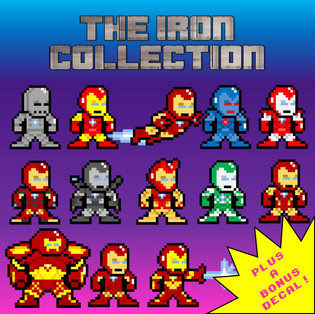 8-bit Comic Sticker Set: Iron Collection Set of 13 Stickers - Custom ...
