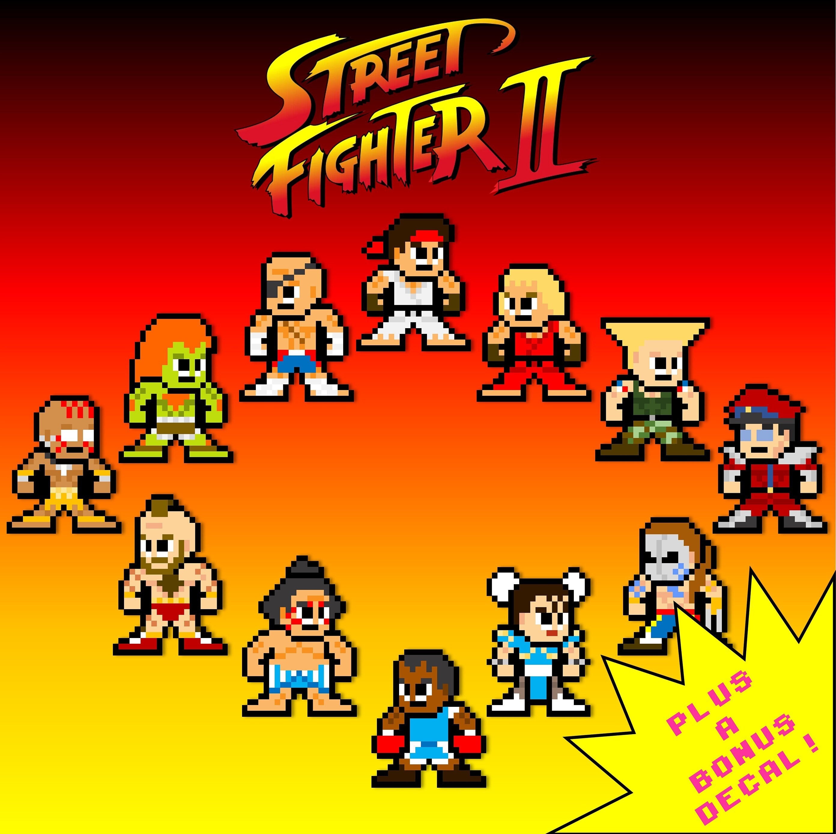 8-bit Pixel Art Street Fighter 2 Collection Vinyl Sticker Set of 12 ...