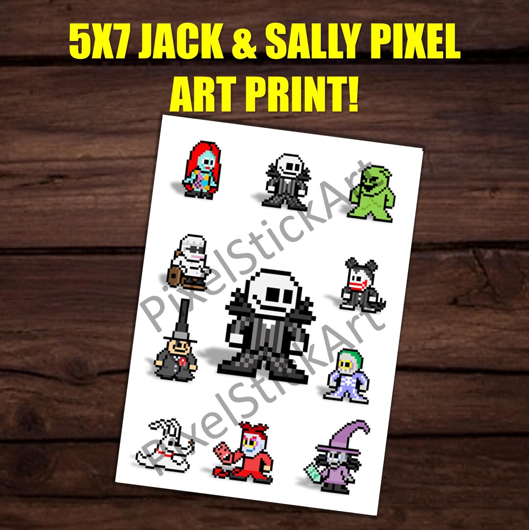 8-bit Jack & Sally 5X7 Print - Custom Designed Pixel Art Dark Comedy ...