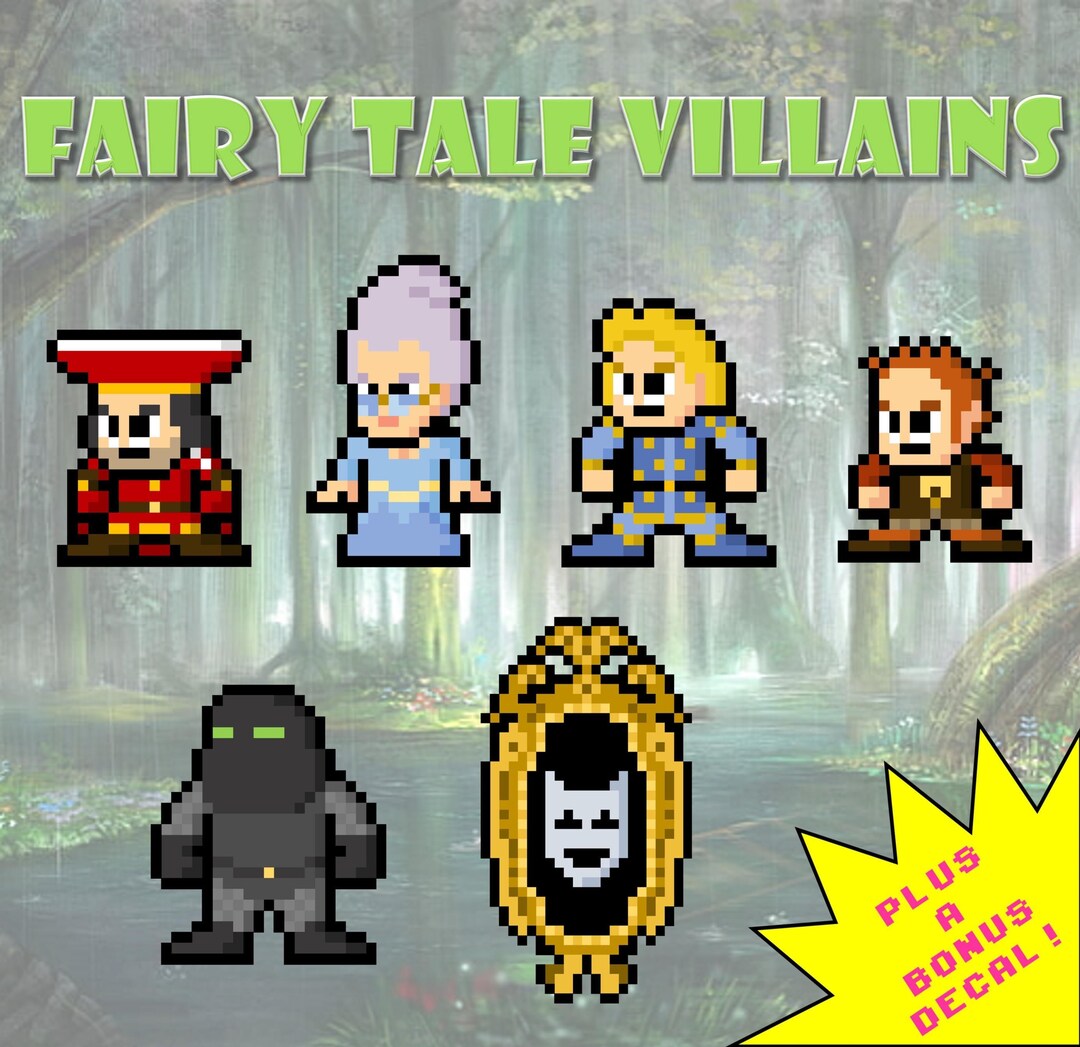 Pixel Art Stickers - Fairy Tale Villains Vinyl Sticker Set of 6 ...