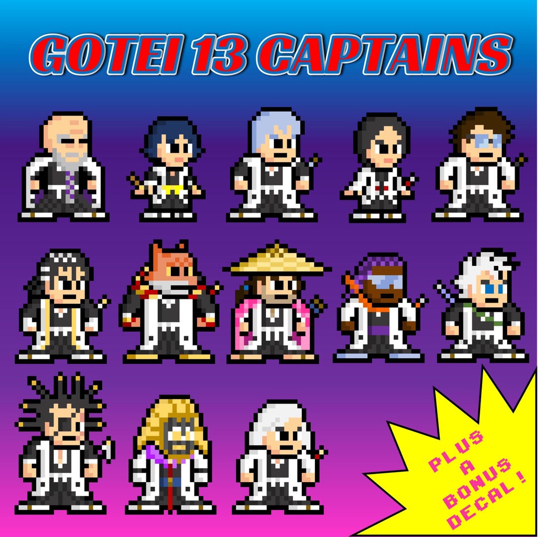 8-bit Sticker Set of 13 Individual Decals: Gotei 13 Captains - Custom ...
