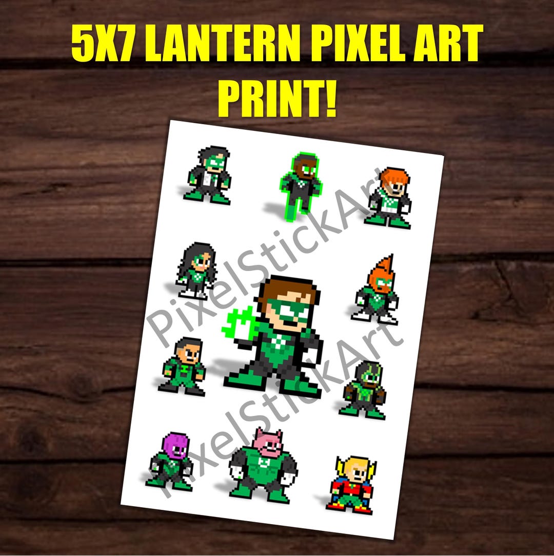 8-bit Lantern Comic 5X7 Print - Custom Designed Pixel Art Manga Anime ...