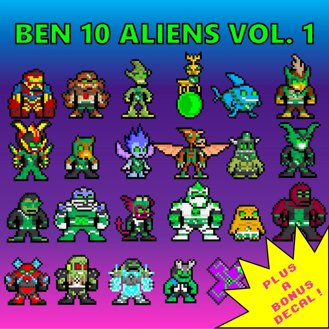 8-bit Retro Cartoon Stickers: Ben 10 Aliens Vol. 1 Set of 23 - Etsy