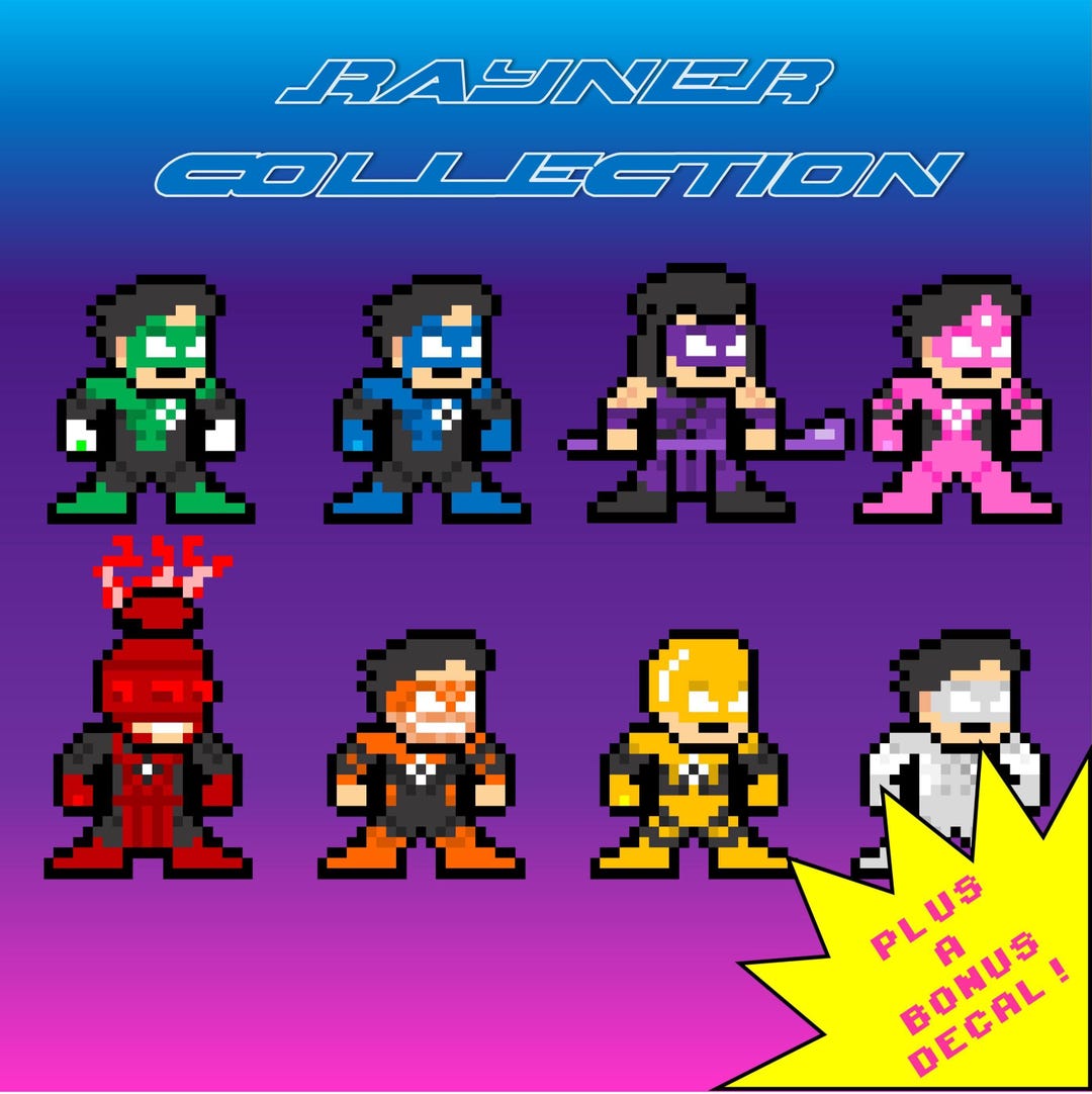 8-bit Retro Comic Stickers: Rayner Collection Set of 8 - Etsy