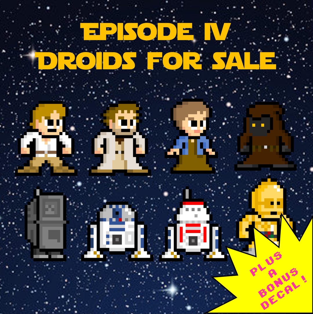 Pixel Art Stickers Episode IV Droids for Sale Vinyl Sticker Set of 8 ...