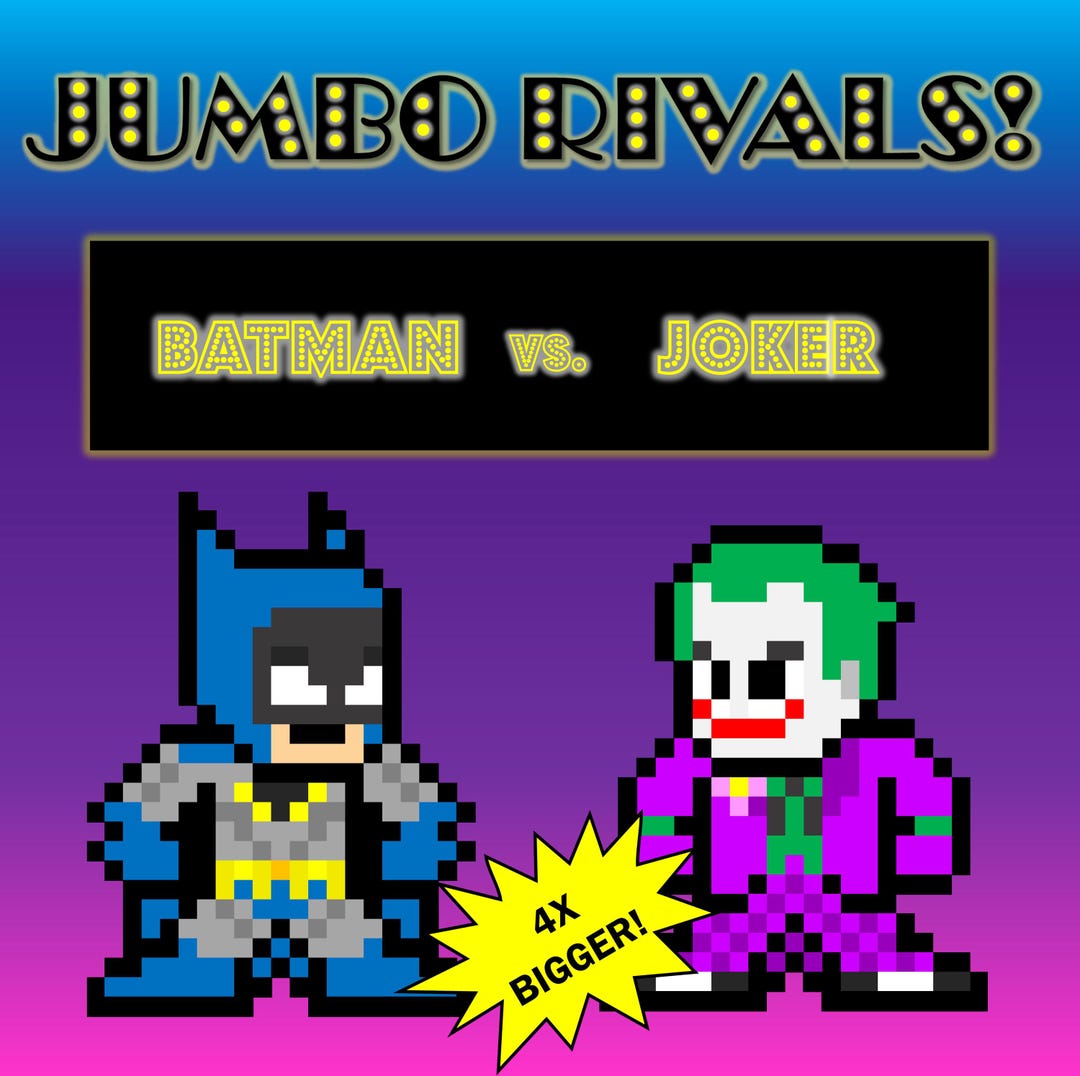 Pixel Art Stickers - JUMBO RIVALS Set of Two JUMBO Decals: Batman Vs ...
