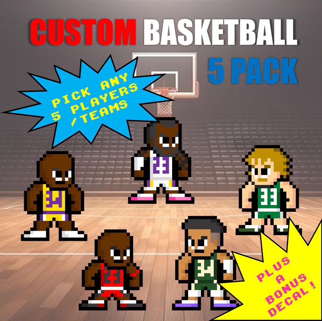 Pixel Art Stickers - Custom Basketball 5 Pack Vinyl Sticker Set of 5 ...