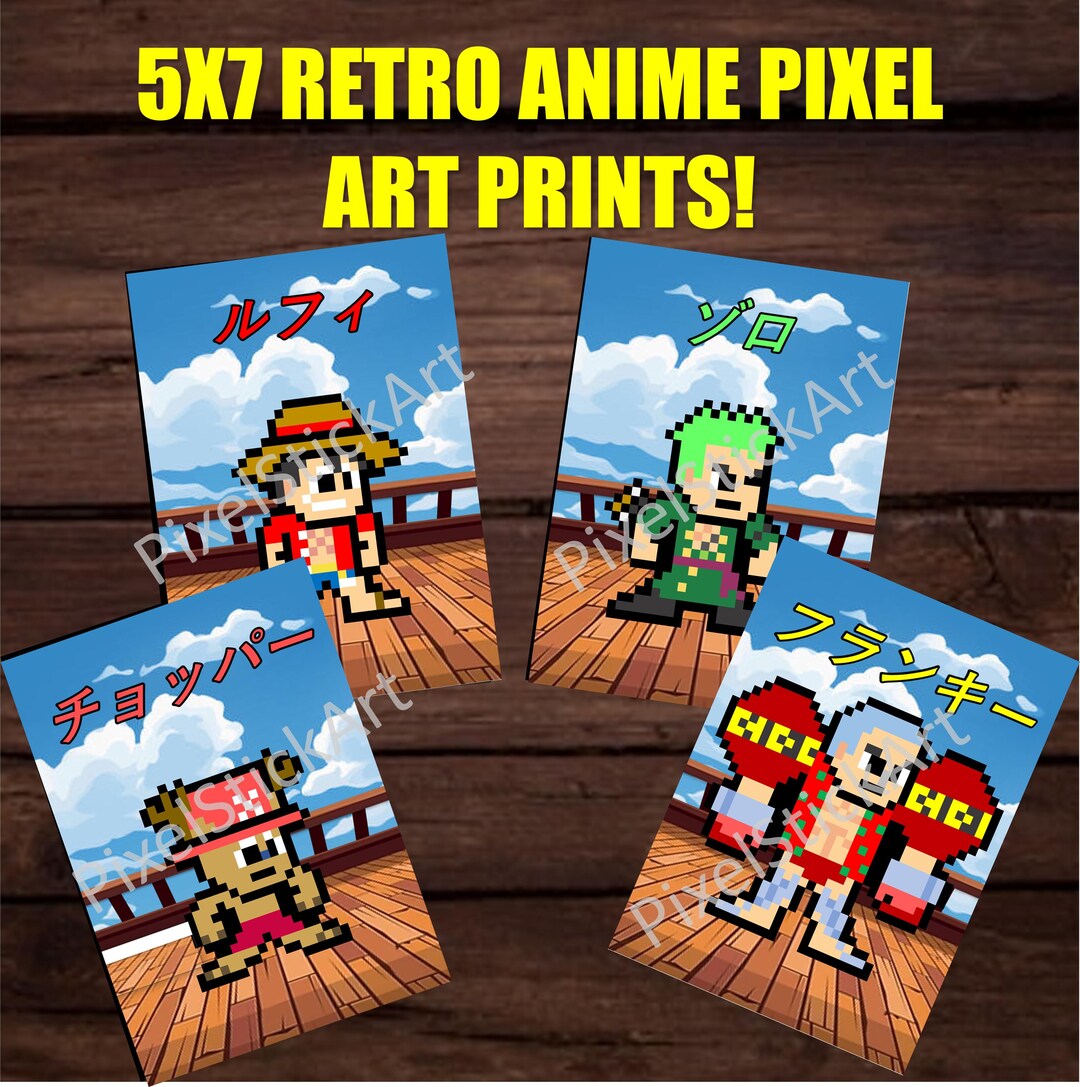 8-bit Straw Hat Pirates Retro Anime Custom 5X7 Prints - Etsy