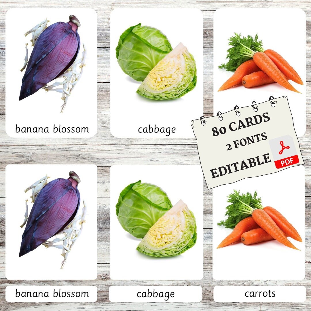 Vegetable Flashcards • Montessori Flashcards (real Pictures ...