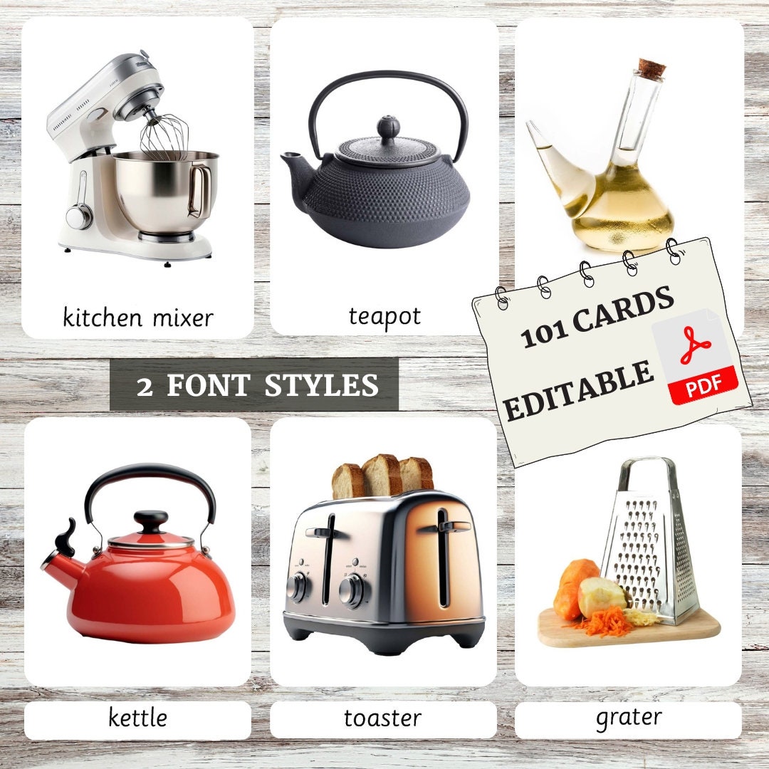 In the Kitchen Flashcards • Montessori Flashcards • Vocabulary ...