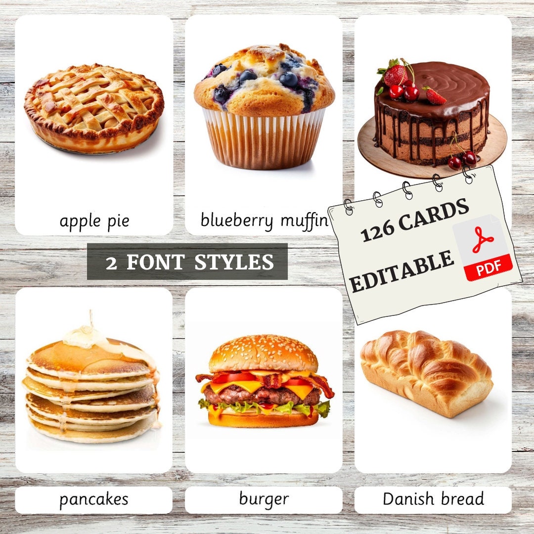 Sweets, Treats & Takeout Flashcards • Montessori Flashcards ...