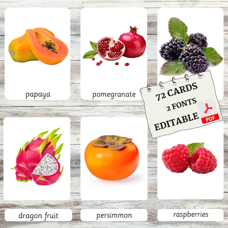 Fruit Flashcards • Montessori Flashcards (real Pictures) • Vocabulary ...