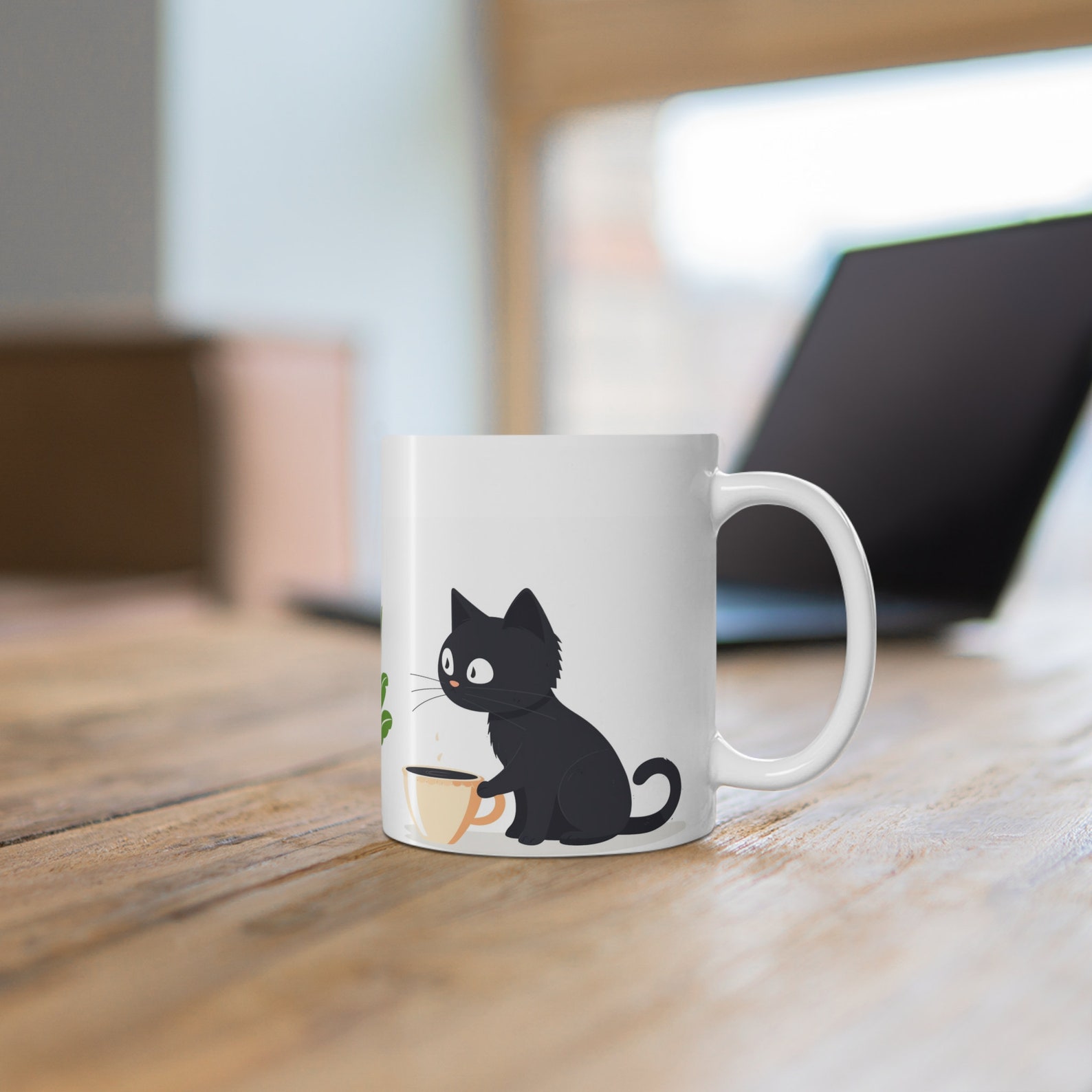 Curious Black Cat Mug | Funny Gift for Cat | Cat Lover for Her and for ...