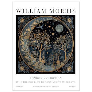 William Morris Moon & Stars Print, William Morris Exhibition Print ...