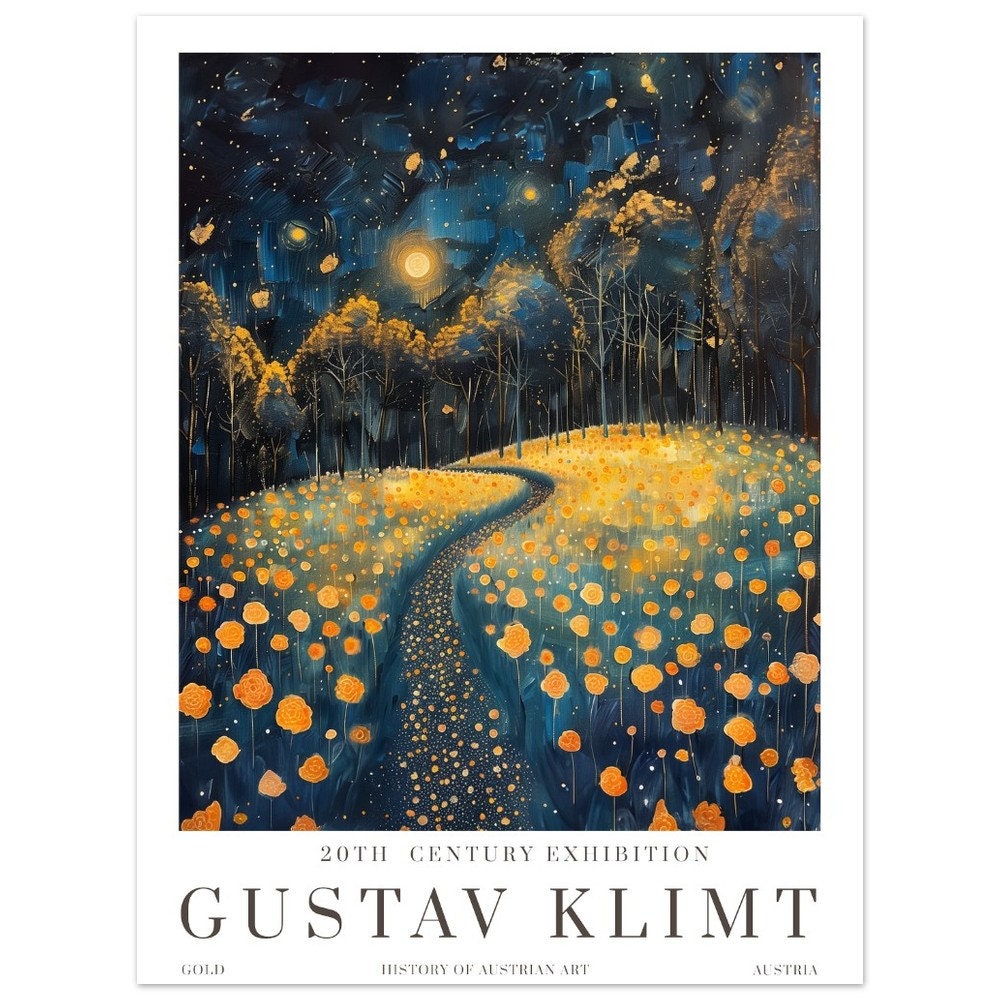 Gustav Klimt Moon Night Print, Klimt Museum Poster, Gustav Klimt Poster ...