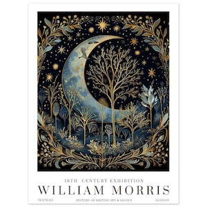 William Morris Moon & Stars Print, William Morris Exhibition Print ...