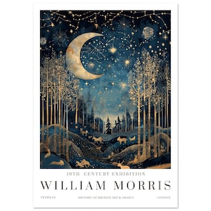 William Morris Moon & Stars Print, William Morris Exhibition Print ...
