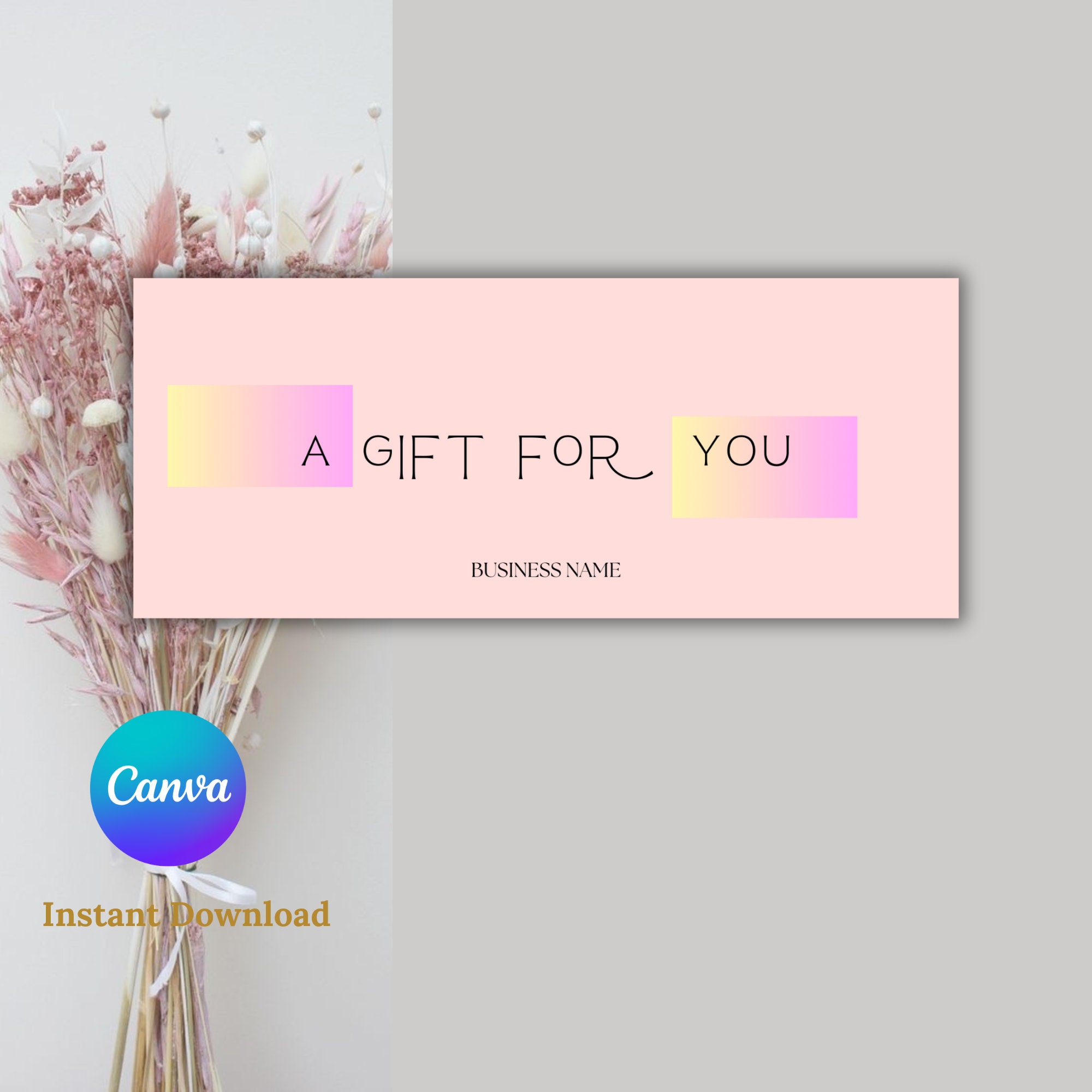 Editable Gift Certificate Template Pink Printable Voucher Gift Card DIY ...
