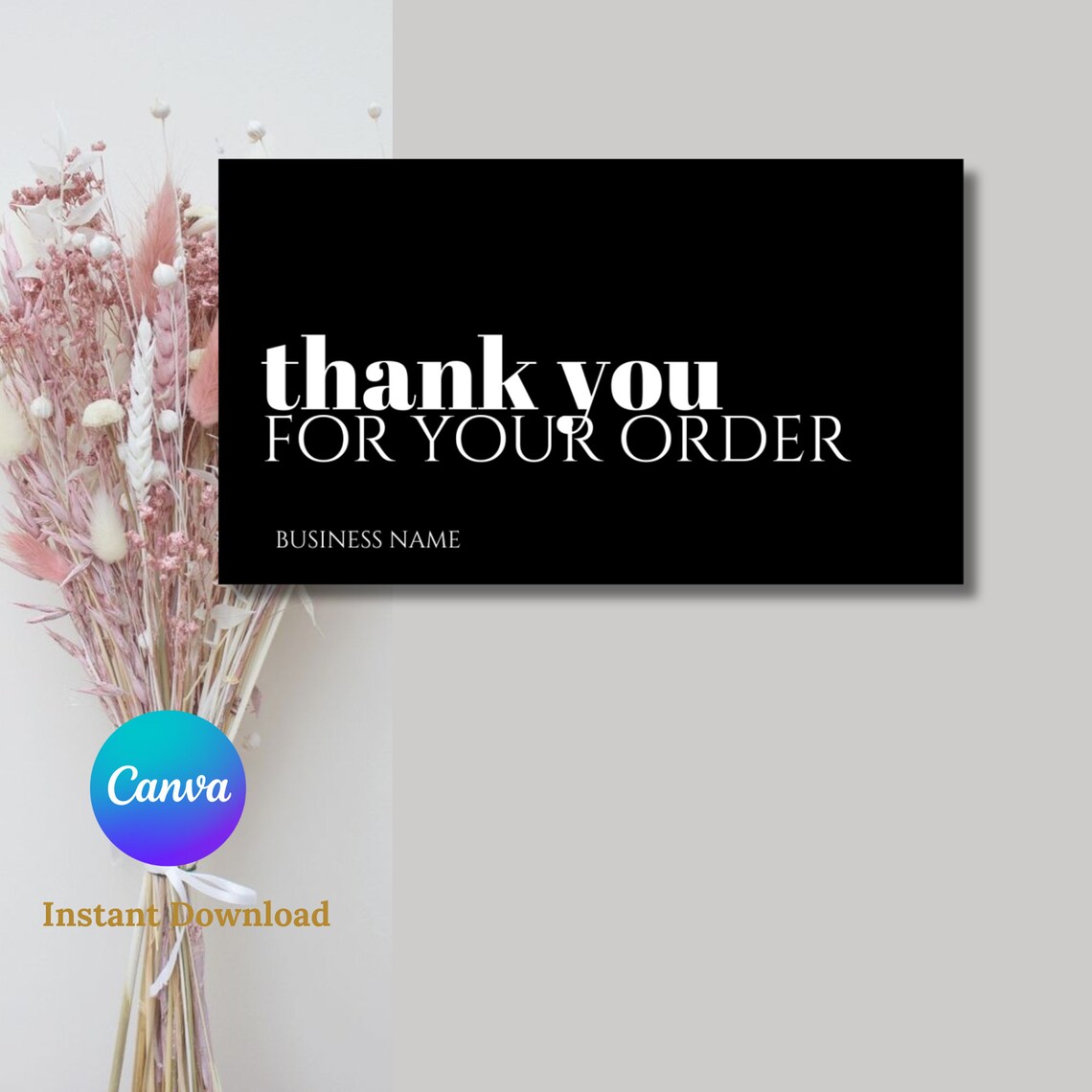 Monochrome Thank You Card: Editable Small Business Note (digital ...