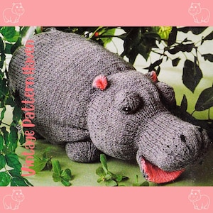 Vintage Hippo Knitting Pattern PDF – Cuddly Soft Toy, Stuffed Animal ...