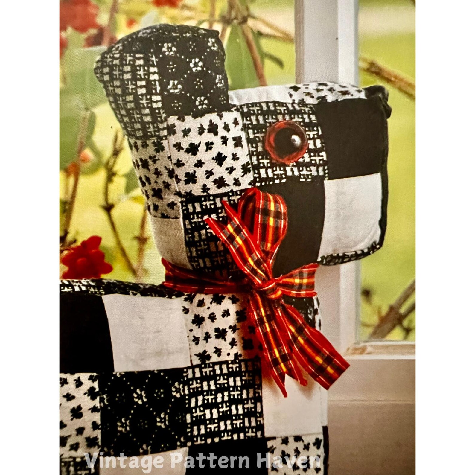 Vintage Scottie Dog Patchwork Pattern - 90s Retro DIY Cushion, Toy or ...