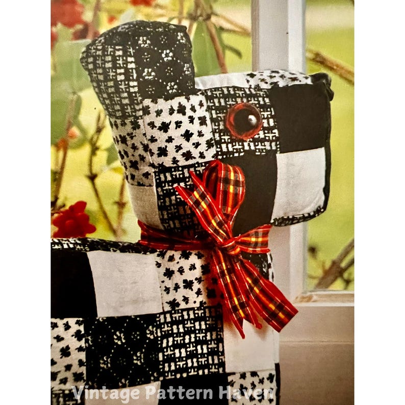 Vintage Scottie Dog Patchwork Pattern - 90s Retro DIY Cushion, Toy or ...