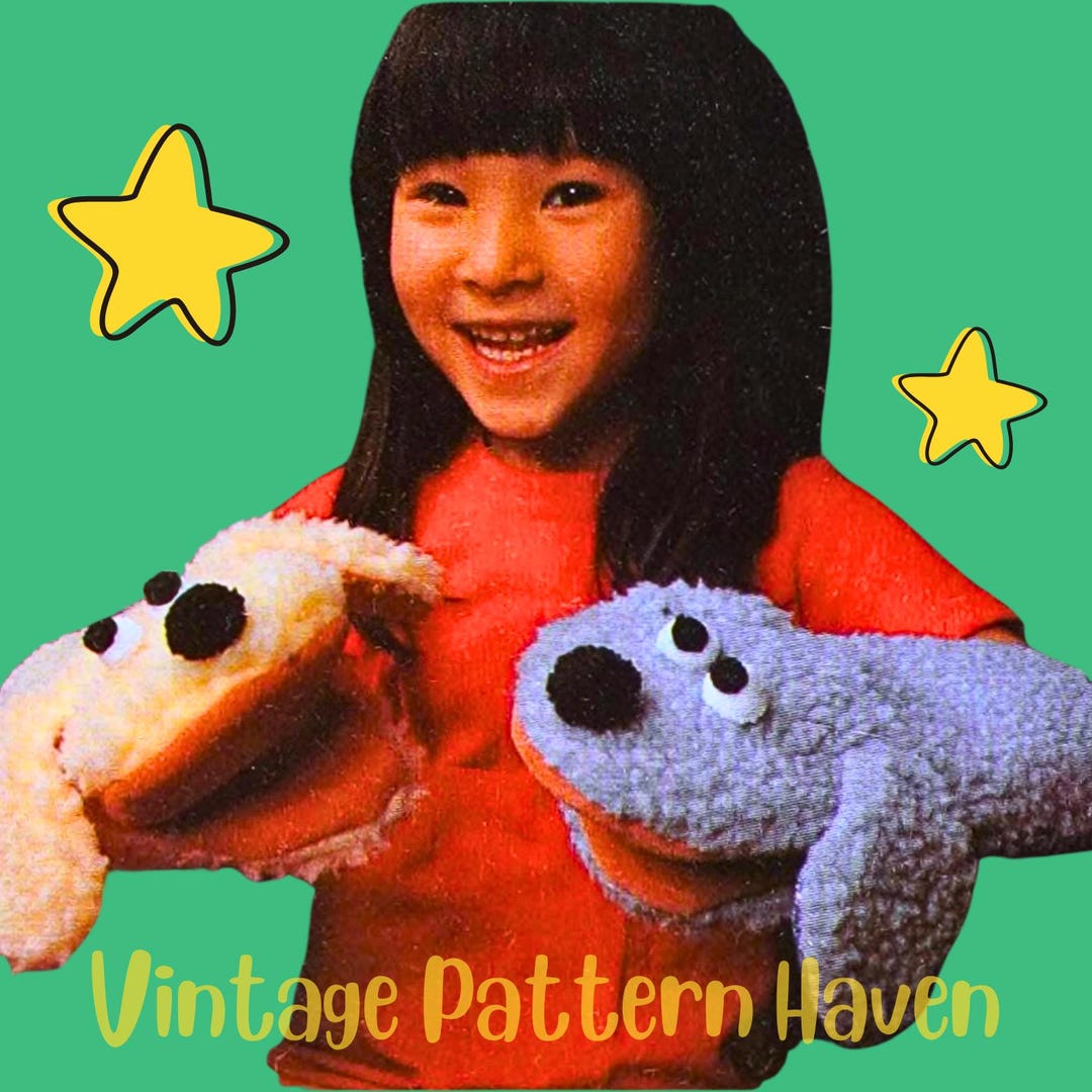 Vintage Dog Puppet Sewing Pattern – DIY Hand Puppet Toy – Easy Quick ...