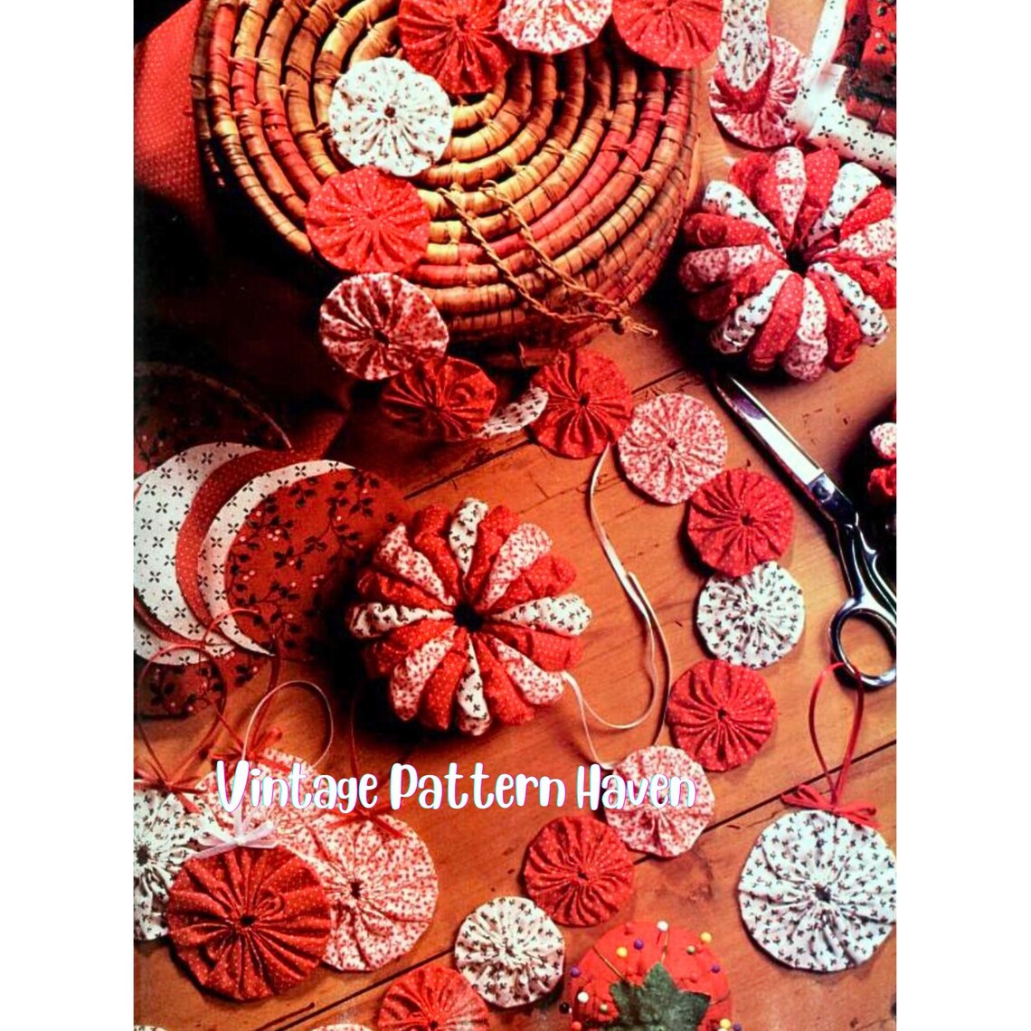 Yo-yo Ornament Sewing Pattern | Easy Vintage Christmas Craft ...