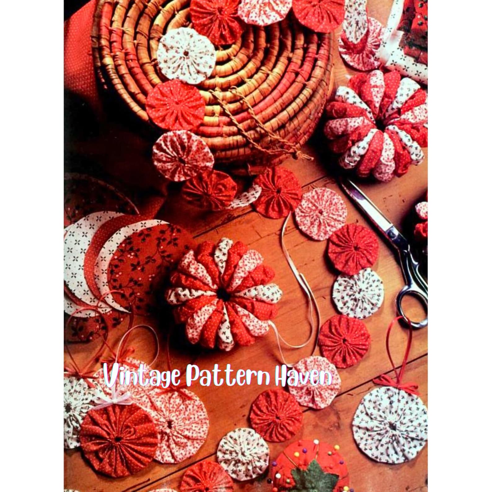 Yo-yo Ornament Sewing Pattern | Easy Vintage Christmas Craft ...