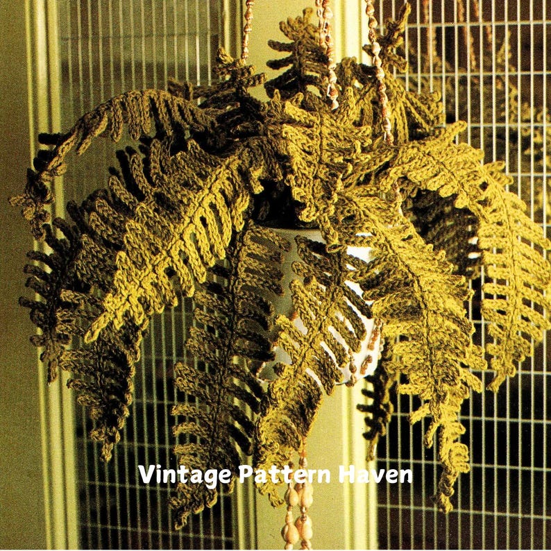 Vintage Hanging Fern Crochet Pattern – DIY Retro Plant Decor, Life-like Greenery, Boho Home ...