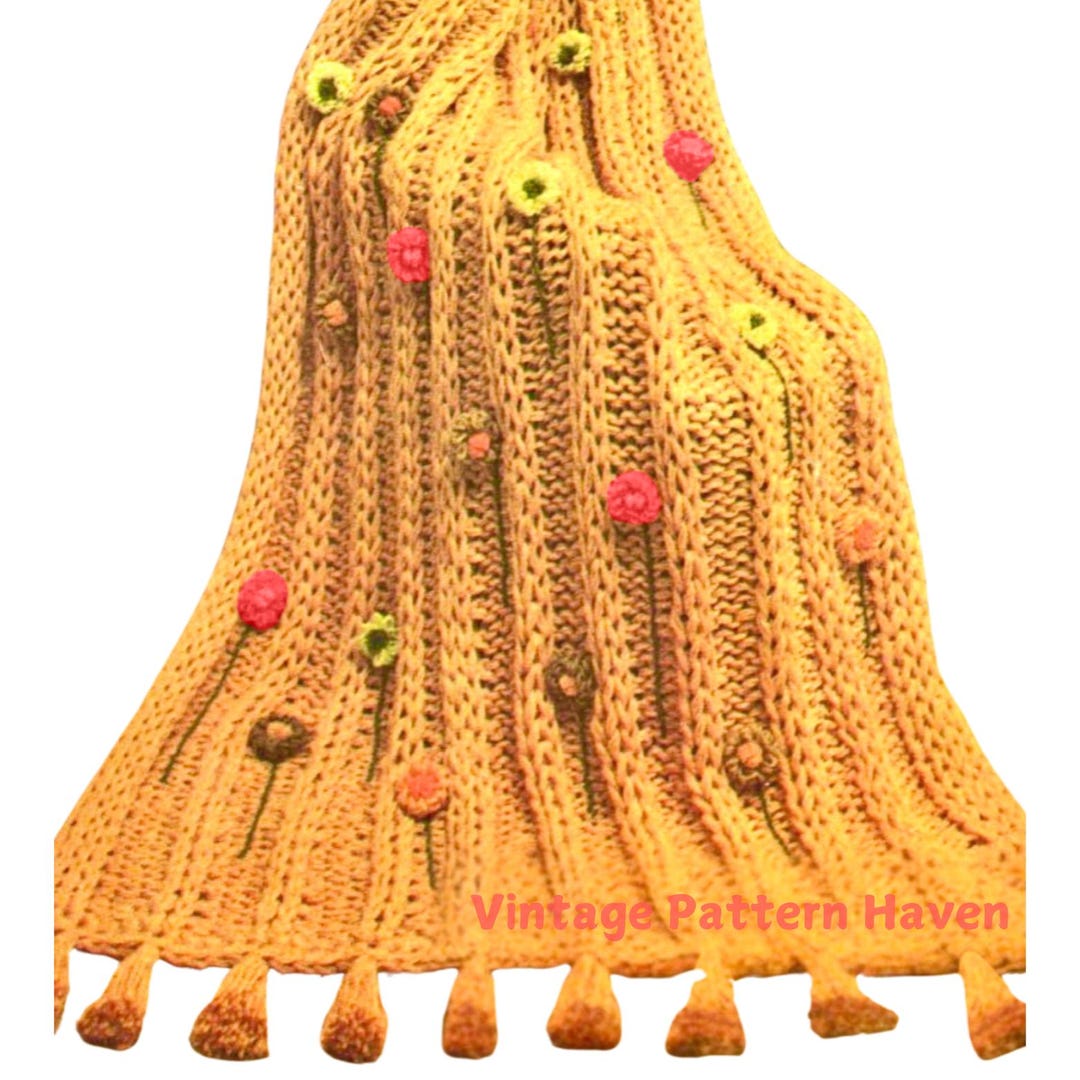 Vintage Flower Afghan Knitting Pattern – Easy & Quick Retro Blanket Rug ...