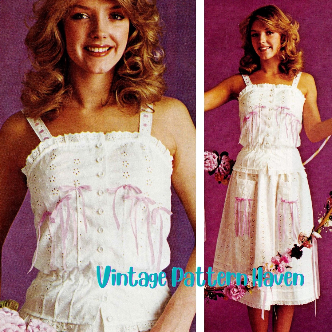 Vintage Sewing Pattern PDF | Cottagecore Summer Top & Skirt Set ...