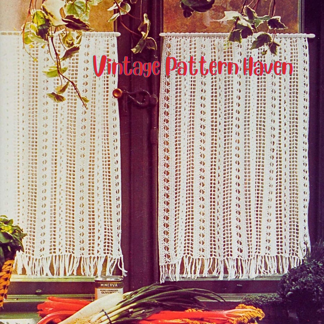 Crochet Café Curtain Pattern PDF – Vintage 1970s Crochet Curtain – Boho ...
