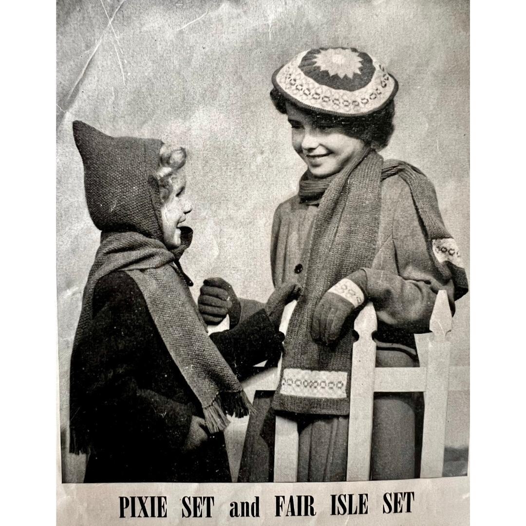 Vintage Pixie and Beret Set. 1940s Knitting Pattern. Kid's Knitted Hat ...