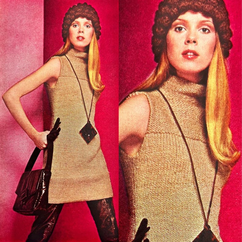 PDF Pattern Easy Knit Shift Dress Style 1970/71. Vintage Women's Knit ...