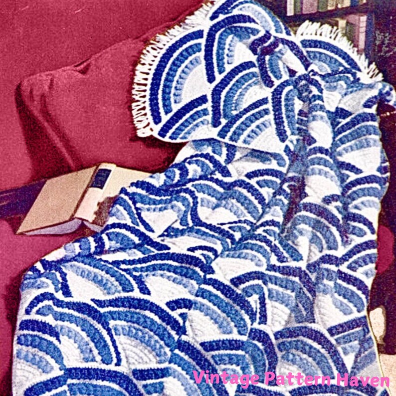 Vintage Crochet Fan Motif Afghan Pattern PDF - Cozy Throw Rug With ...