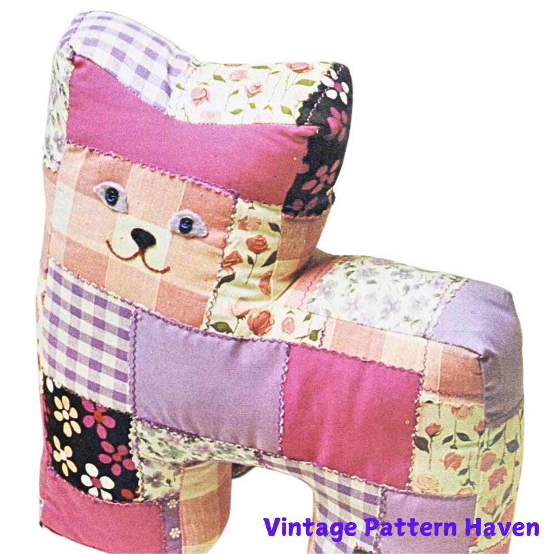 Vintage Patchwork Cat Pattern - Adorable 1970s Sewing Project for Kids ...