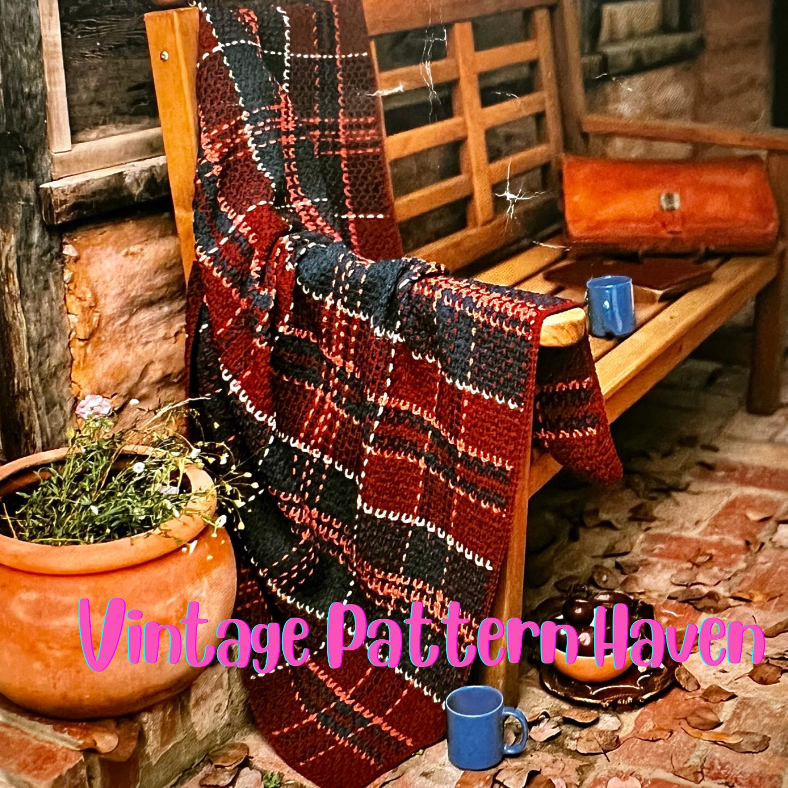 Vintage Crochet Blanket Pattern – 1980s Tartan Plaid Design, Cozy Retro ...