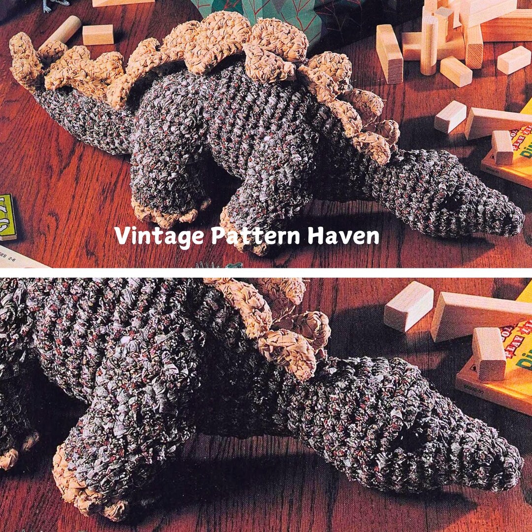 Vintage XL Crochet Dinosaur Pattern | Adorable Toy or Kids' Room ...