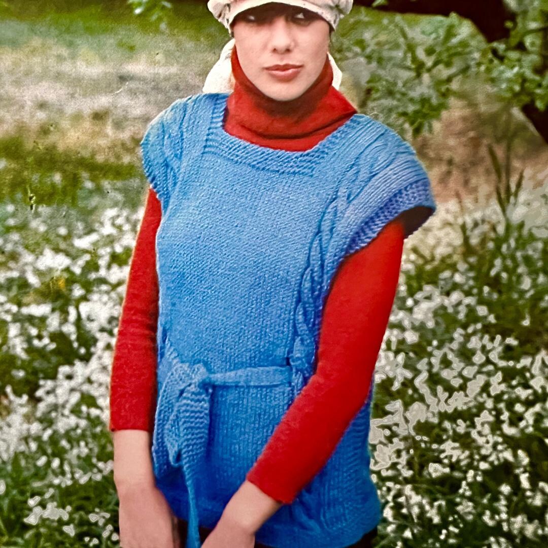 Vintage Women's Tabard Knitting Pattern. Knitted Tunic With Cable ...