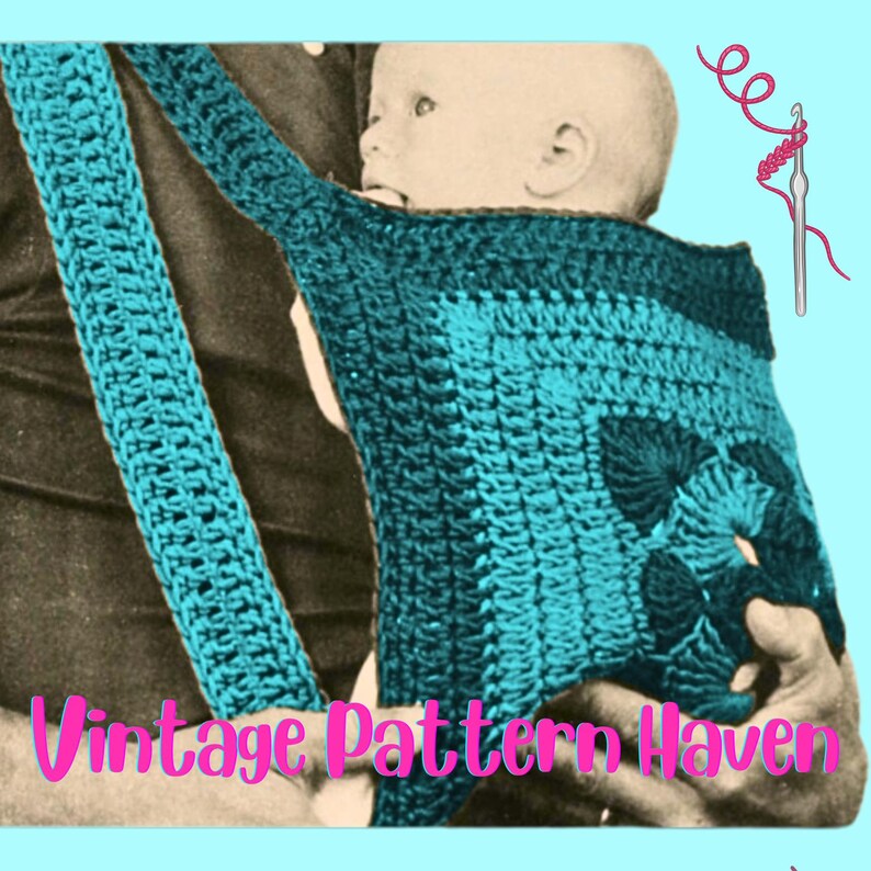 Vintage Crochet Baby Carrier Pattern PDF – Granny Square Baby Sling ...